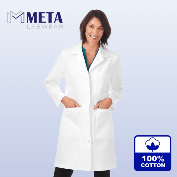 META Labwear 38" Women's Knot Button iPad Lab Coat - 763 – Fine Scrubs